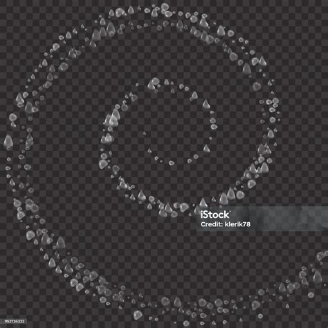 거품 수 중 텍스처 투명 한 배경에 고립 된 나선형 모양 벡터 탄산 공기 가스 또는 깨끗 한 산소 바닷물에서 거품 현실적인 발포 샴페인 잔 방울에 대한 스톡 벡터 아트 및