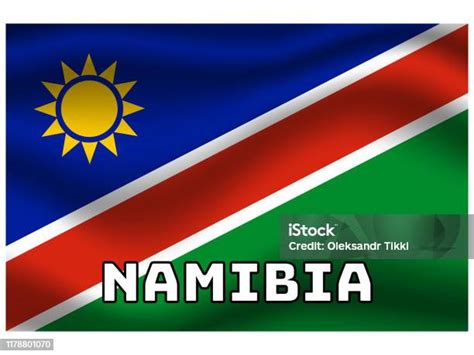 나미비아 국기 와 흔들림과 그림자 효과와 국가의 이름 원래 색상과 비율 벡터 일러스트레이션을 참조하십시오 국가 관광명소에 대한 스톡 벡터 아트 및 기타 이미지 Istock