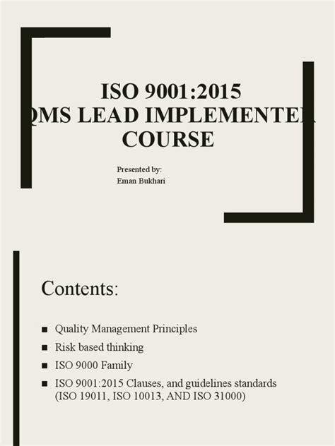Iso 9001 Lead Implementer Pdf
