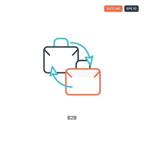 2 Color B2b Concept Line Vector Icon Isolated Two Colored B2b Outline