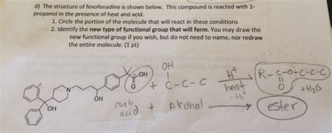 Solved The Structure Of Fexofenadine Is Shown Below This