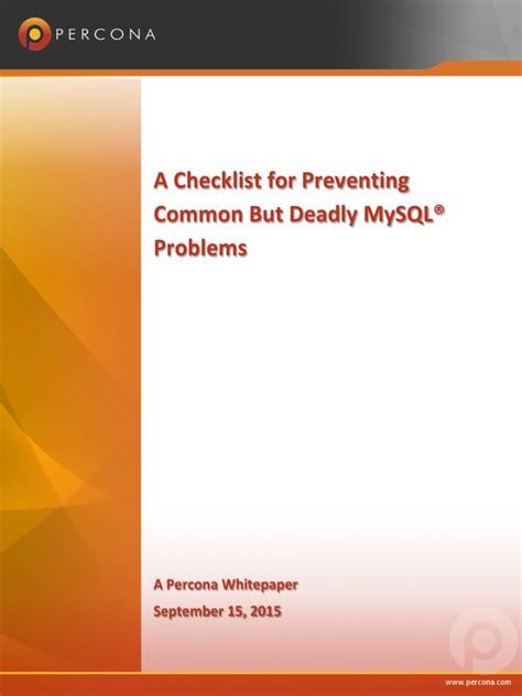 a checklist for preventing common but deadly mysql® problems pdf
