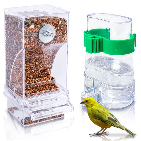 Hamiledyi No Mess Bird Feeders Automatic Parrot Feeder Drinker Acrylic