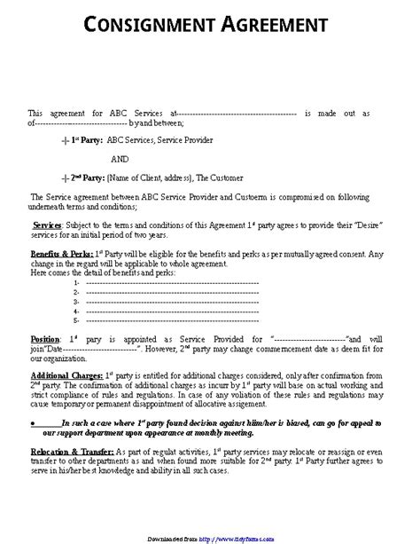 Consignment Agreement Template 2 Pdfsimpli