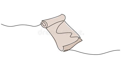 Continuous One Line Drawing Of Ancient Scroll Symbol Of Written History With A Simple Scroll