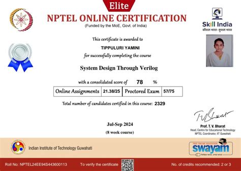 Nptel Verilog Systemdesign Vlsi Learningandgrowth Certification