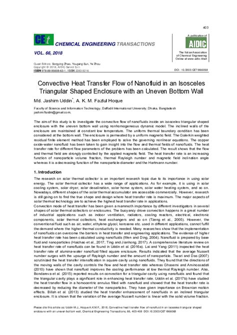 Convective Heat Transfer Flow Of Nanofluid In An Isosceles Triangular Shaped Enclosure With An