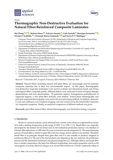 Pdf Thermographic Non Destructive Evaluation For Natural Fiber Reinforced Composite Laminates