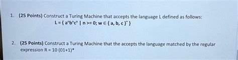 solved 1 25 points construct a turing machine that