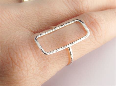 Rectangle Ring Open Rectangle Ring Long Modern Ring Simple
