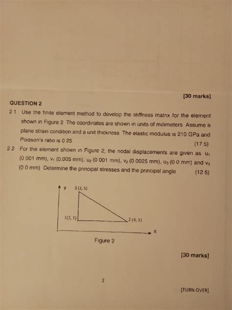 Solved Marks QUESTION Use The Finite Element Method To Chegg