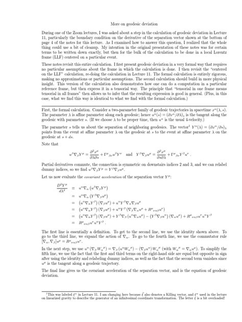 Geodesic Deviation Pdf Mathematical Analysis Physics