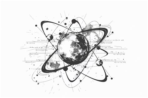 Abstract Mathematical Formulas And Atom Structure Model Premium Ai Generated Vector