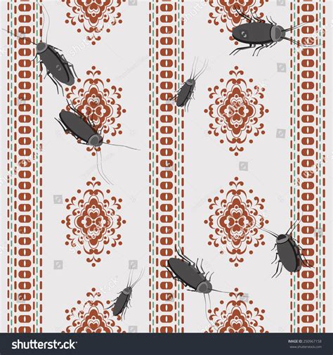 Vector Pattern Wallpaper Cockroaches Stock Vector Royalty Free