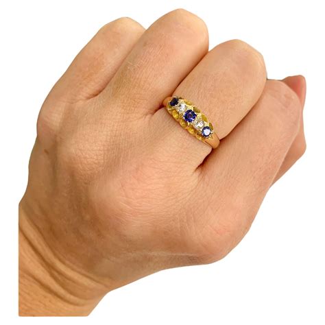 Antique 18ct Gold Victorian Sapphire And Diamond Ring For Sale At 1stdibs