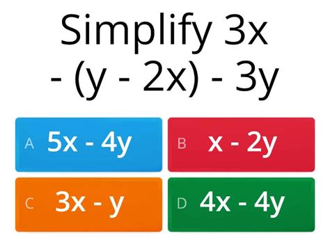 1 ALGEBRA Expand And Simplify Expressions Quiz