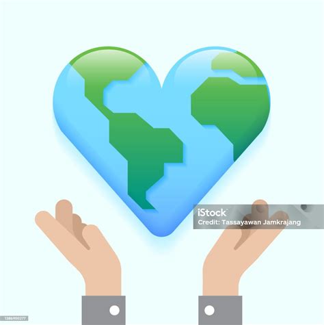 두 손 보유 심장 세계 지구의 날 돌보는 행성 에 손 고립 된 생태 지속 가능성 책임 개념 만화 벡터 3d 반영 일러스트 손에 대한 스톡 벡터 아트 및 기타 이미지 Istock