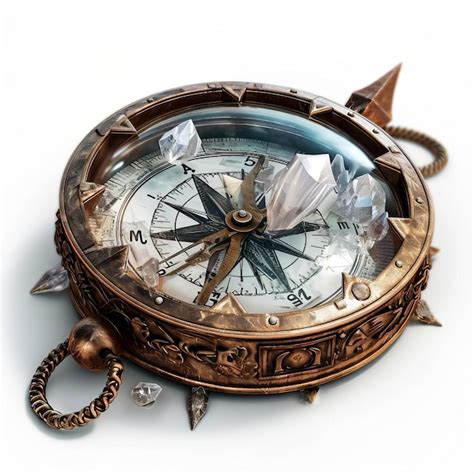 Magnificent Crystalized Chrono Compass Points Isolated On White
