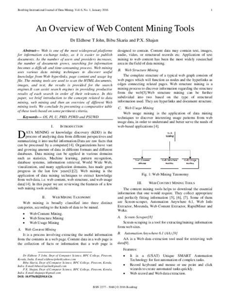 Pdf An Overview Of Web Content Mining Tools
