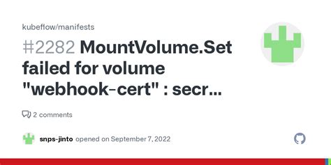 Mountvolumesetup Failed For Volume Webhook Cert Secret Webhook