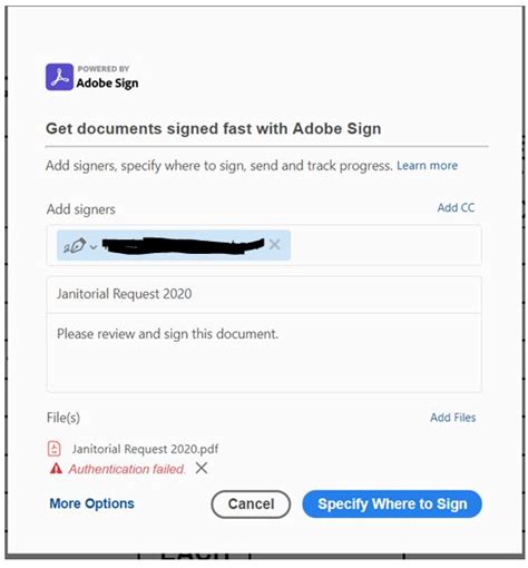 Solved Sending Document Out For Signing Authentication F Adobe