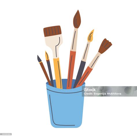 흰색 배경 위에 컵에 붓을 칠합니다 다채로운 디자인 벡터 일러스트 레이 션 거친에 대한 스톡 벡터 아트 및 기타 이미지 거친 교육 그런지 이미지 기법 Istock