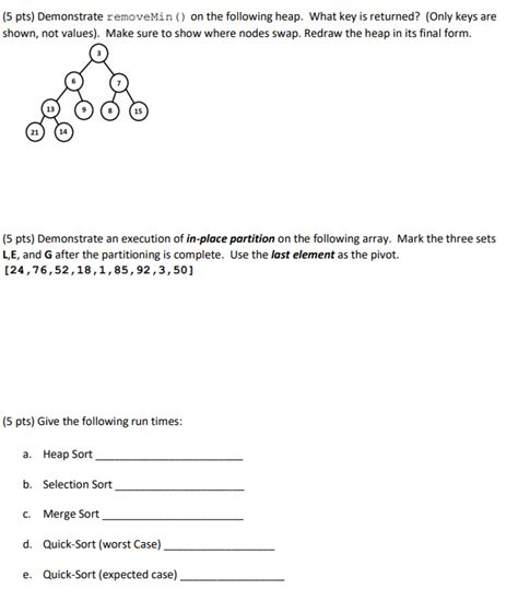 Solved 5 Pts Demonstrate Removemin On The Following