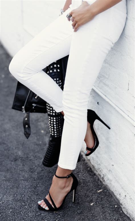 White Jeans Black Heels Rhighheels
