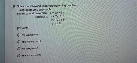 Solved 28 Solve The Following Linear Programming Problem