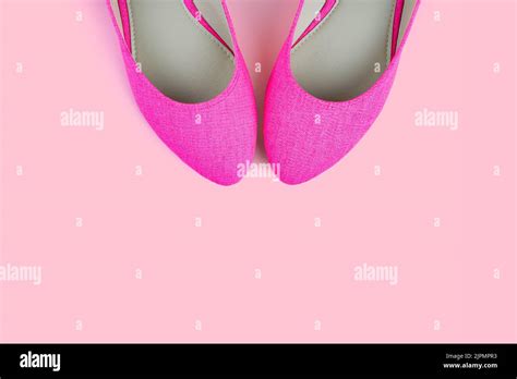 Pair Of Pink Ballet Shoes Isolated On Pastel Pink Background Womens