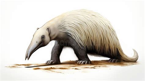 Anteater Standing On Hind Legs In Vintage Illustration Style Stock