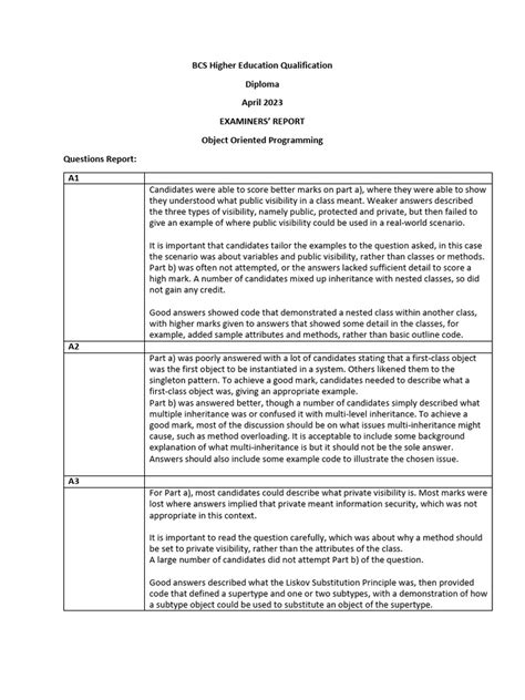 Heq Apr23 Dip Oop Report Pdf Class Computer Programming Method