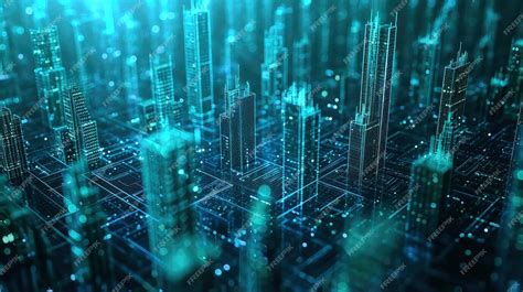 premium photo abstract hologram 3d city rendering with futuristic