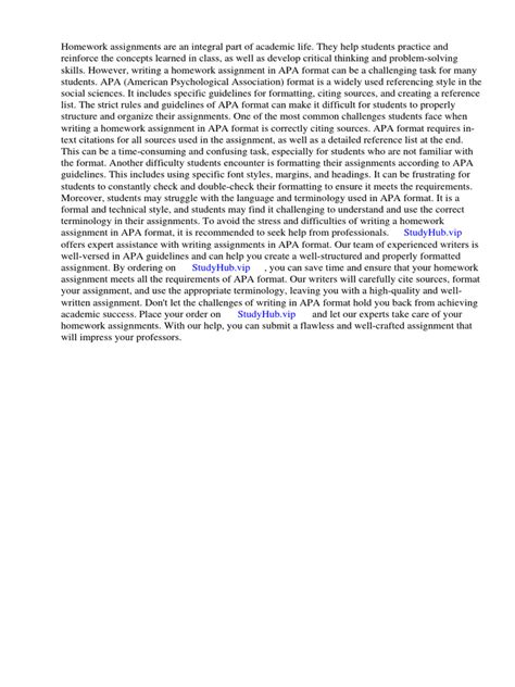 Apa Format Homework Assignments Pdf Apa Style Neuroscience