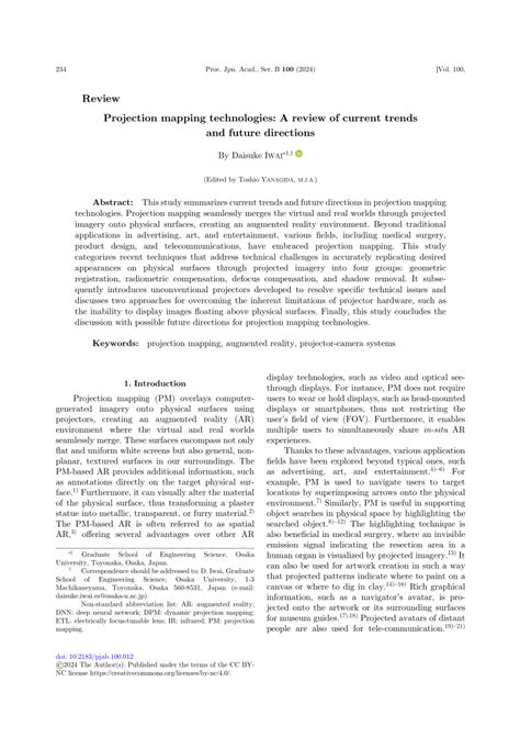 Pdf Projection Mapping Technologies A Review Of Current Trends And Future Directions