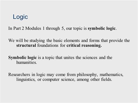 Philosophy Symbolic Logic Philosophy Symbolic Logic