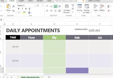 Daily Appointment Calendar Template For Excel