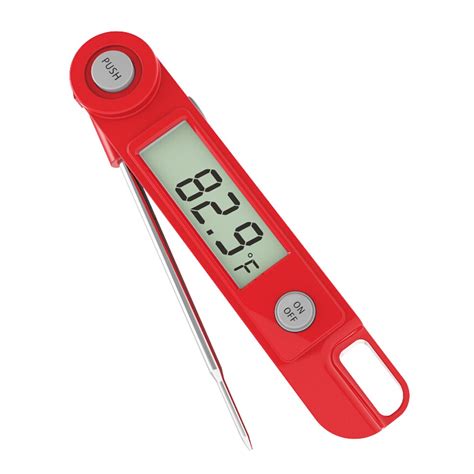 KT Thermo E 134 Red Digital Thermometer With 180 Adjustment Angle Foldable Probe Design With Hook