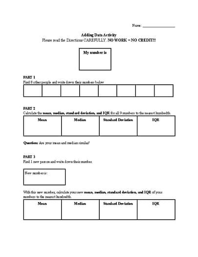 Statistics Mean Median Standard Deviation And Iqr Tpt