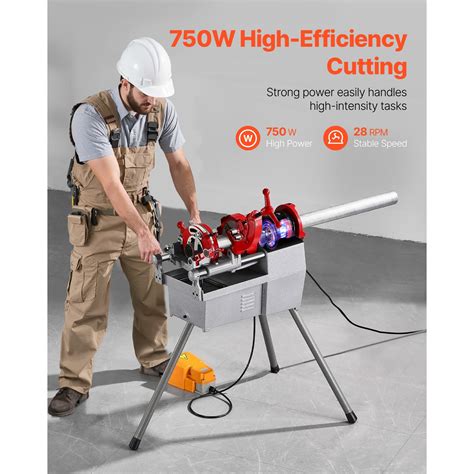Electric Pipe Threader Machine 750w 28rpm Threading Cutter 12 2