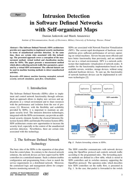 Pdf Intrusion Detection In Software Defined Networks With Self Organized Maps