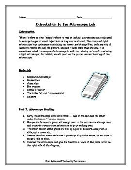 Introduction To The Microscope Lab By Lori Maldonado TPT