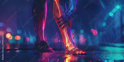 Shin Splint Strain The Leg Pain And Swelling Visualize A Person Holding Their Shin With