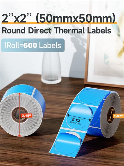 1roll 2 Circle Thermal Labels Self Adhesive Round Thermal Sticker Label Thermal Sticker For
