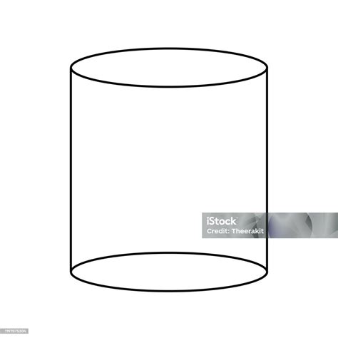 흰색 배경의 원통 기하학적 그림 윤곽선 아이콘입니다 3d 실린더 기호 플랫 스타일 기하학적 그림 기호의 윤곽선 벡터입니다 벡터 일러스트 리니어 선형 스타일 기호 웹 사이트