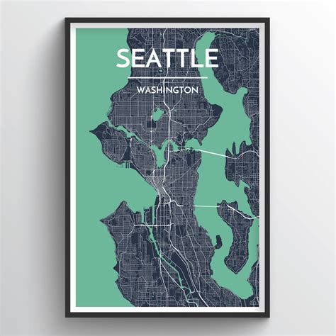 Point Two Design Seattle Map Art Map Art Print City Map Art