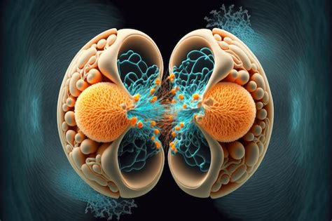 Premium Photo One Molecule Splitting Into Two Parts In Process Of Cell Division