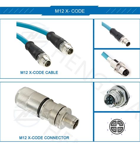 Ethernet Cable M12 8 Pin X Coded To RJ45 Connector
