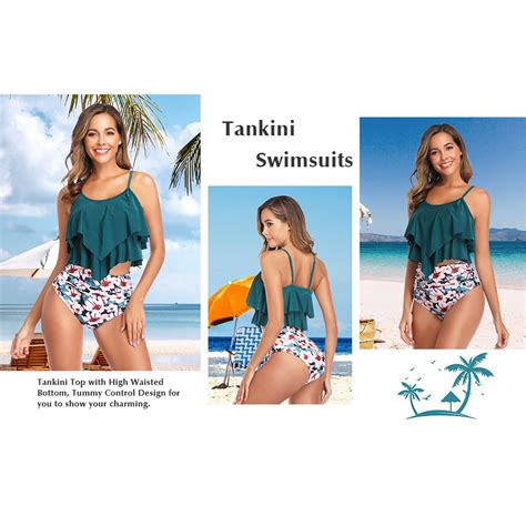 Zando Womens Full Coverage Modest Tankini Swimsuit 2 Piece High