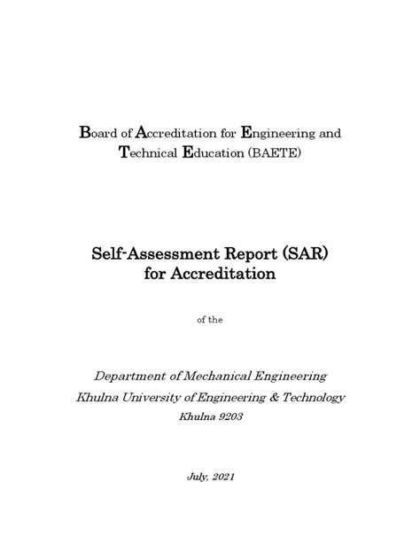 Baete Self Assessment Report Final Pdf Thesis Postgraduate